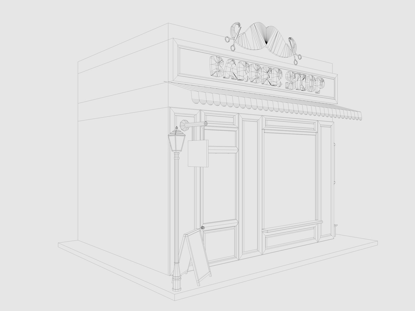 3D Cartoon Barber Shop Model - TurboSquid 2228383