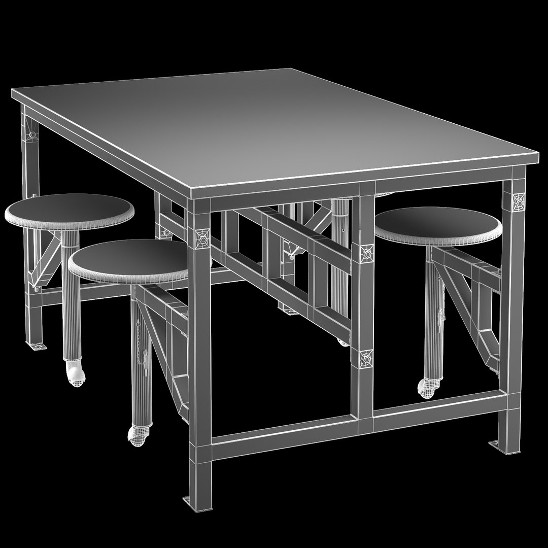 3d Space Table Bar Stools Model