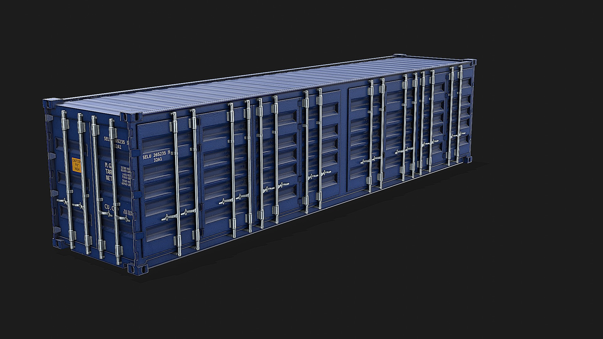 40ft Side Door Container - Blue 3D model - TurboSquid 2152357