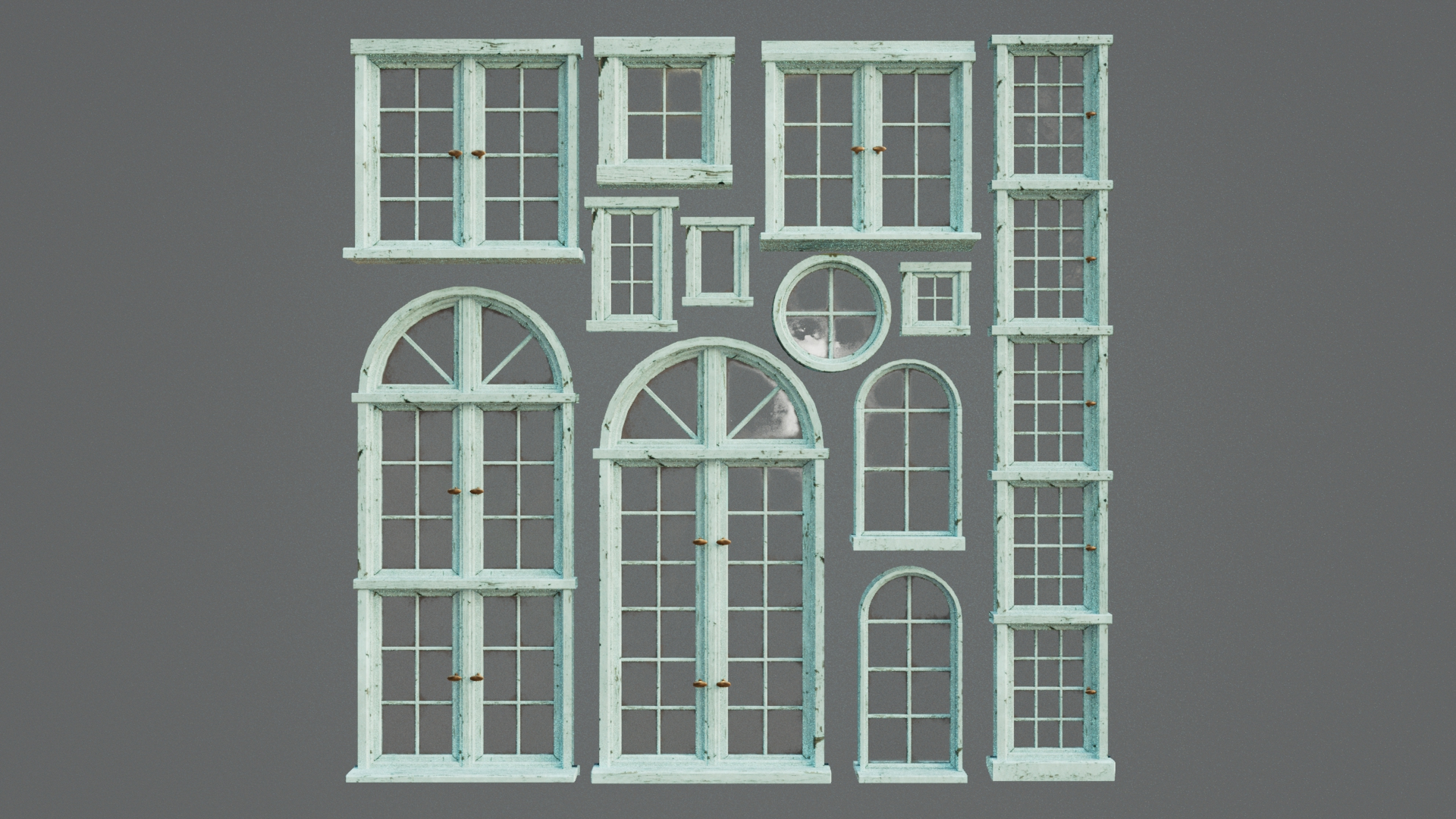 3D Old Lattice Windows White - PBR - TurboSquid 1850154