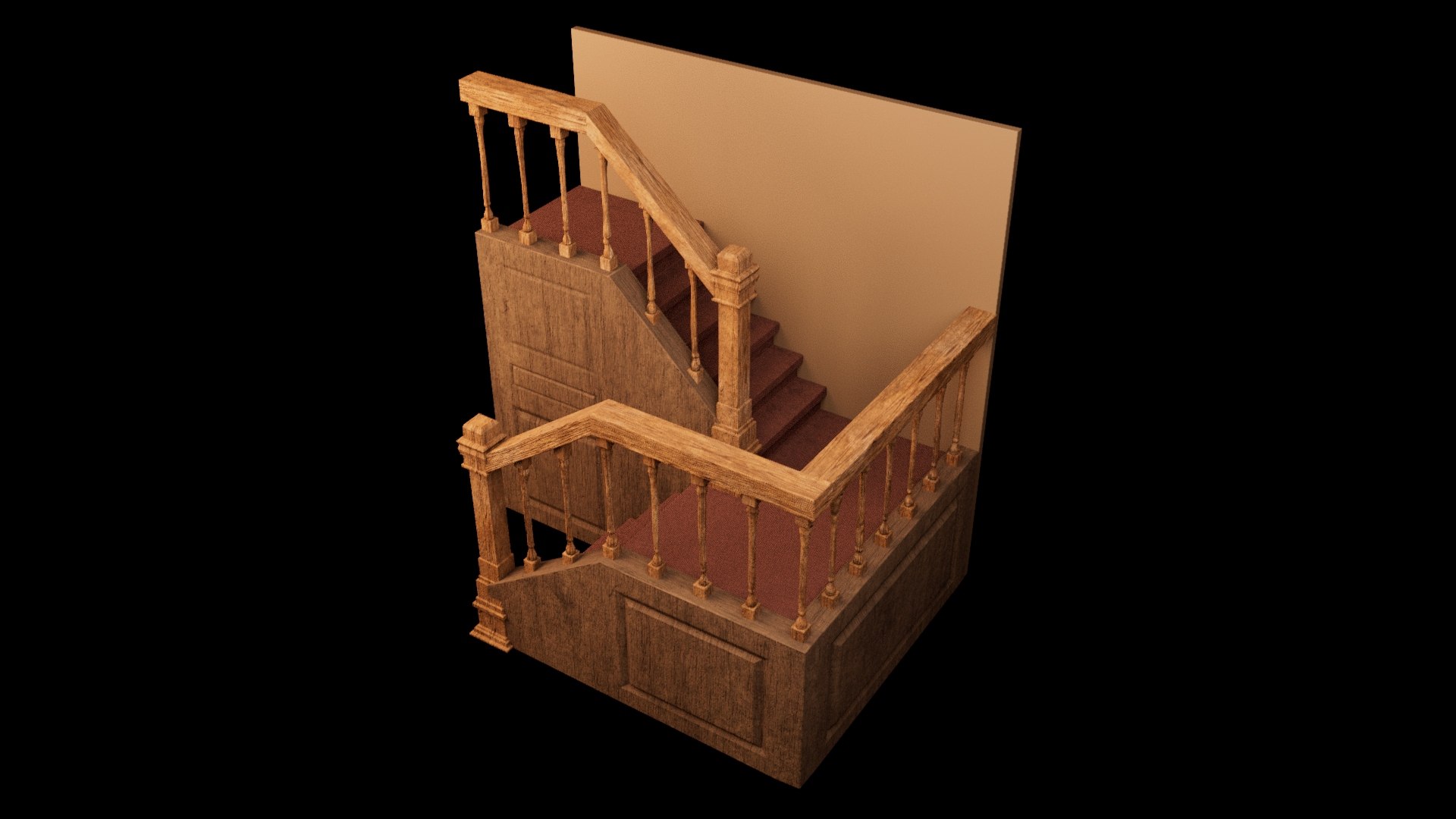 3D Wooden Staircase Model - TurboSquid 2347508