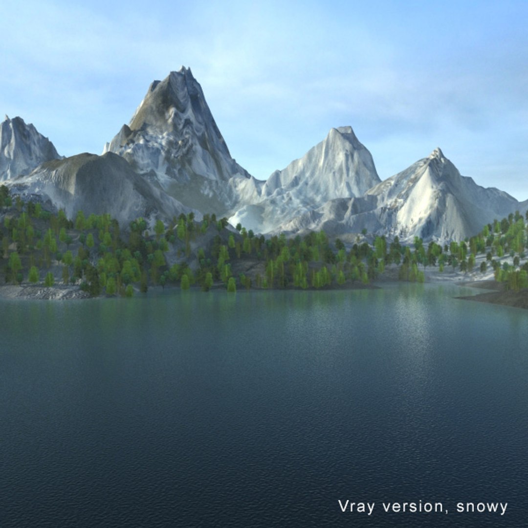 Lake Mountains Landscape Terrains 3d Obj