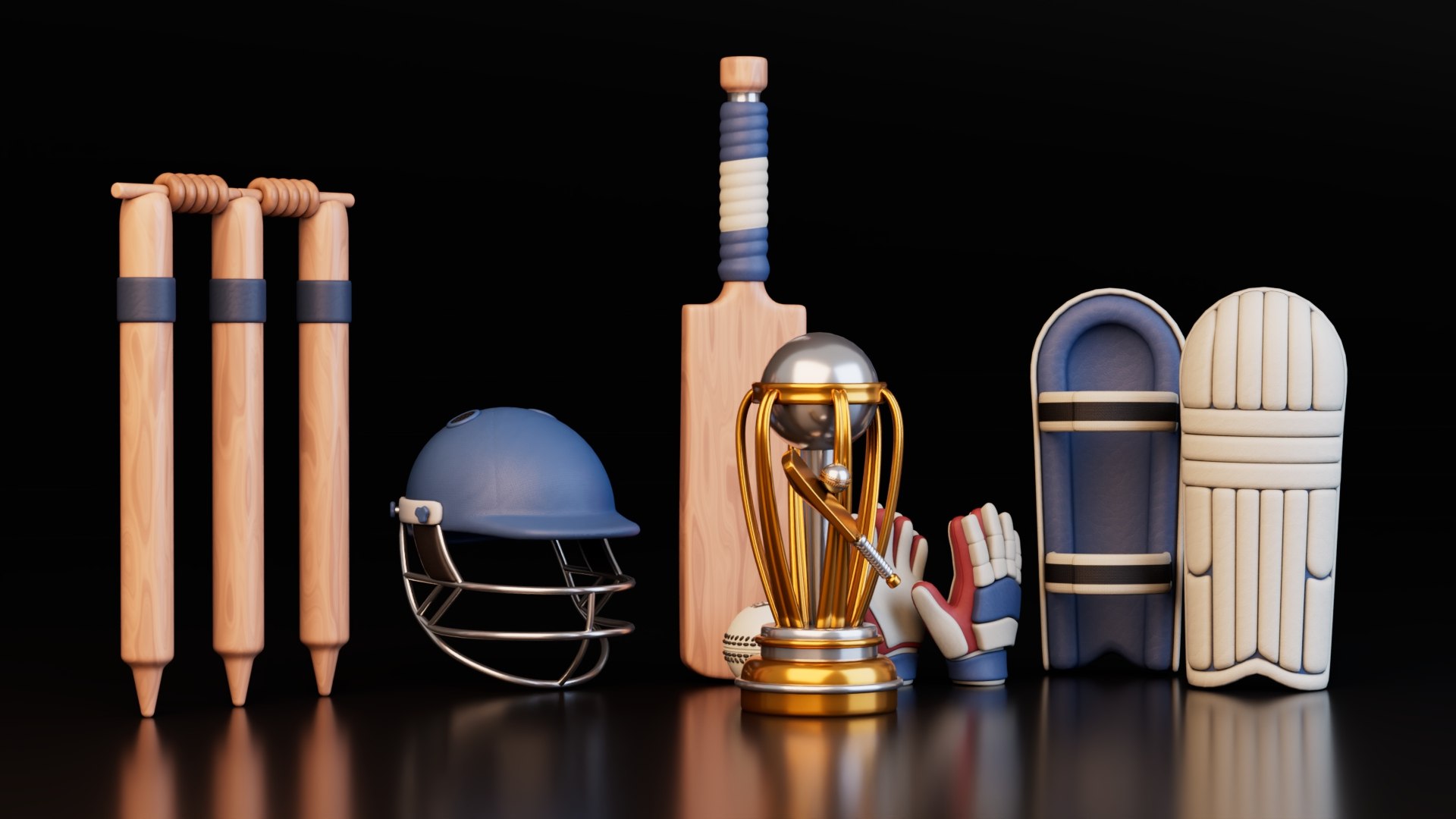 3D Low Poly Cricket Kit - TurboSquid 2440004