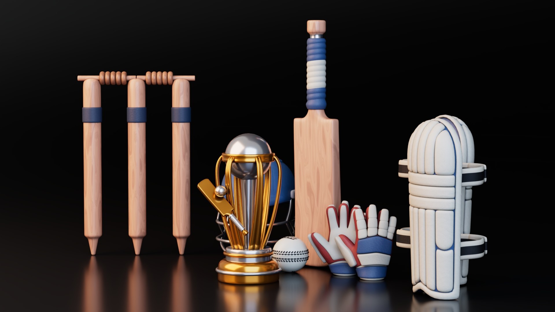 3D Low Poly Cricket Kit - TurboSquid 2440004
