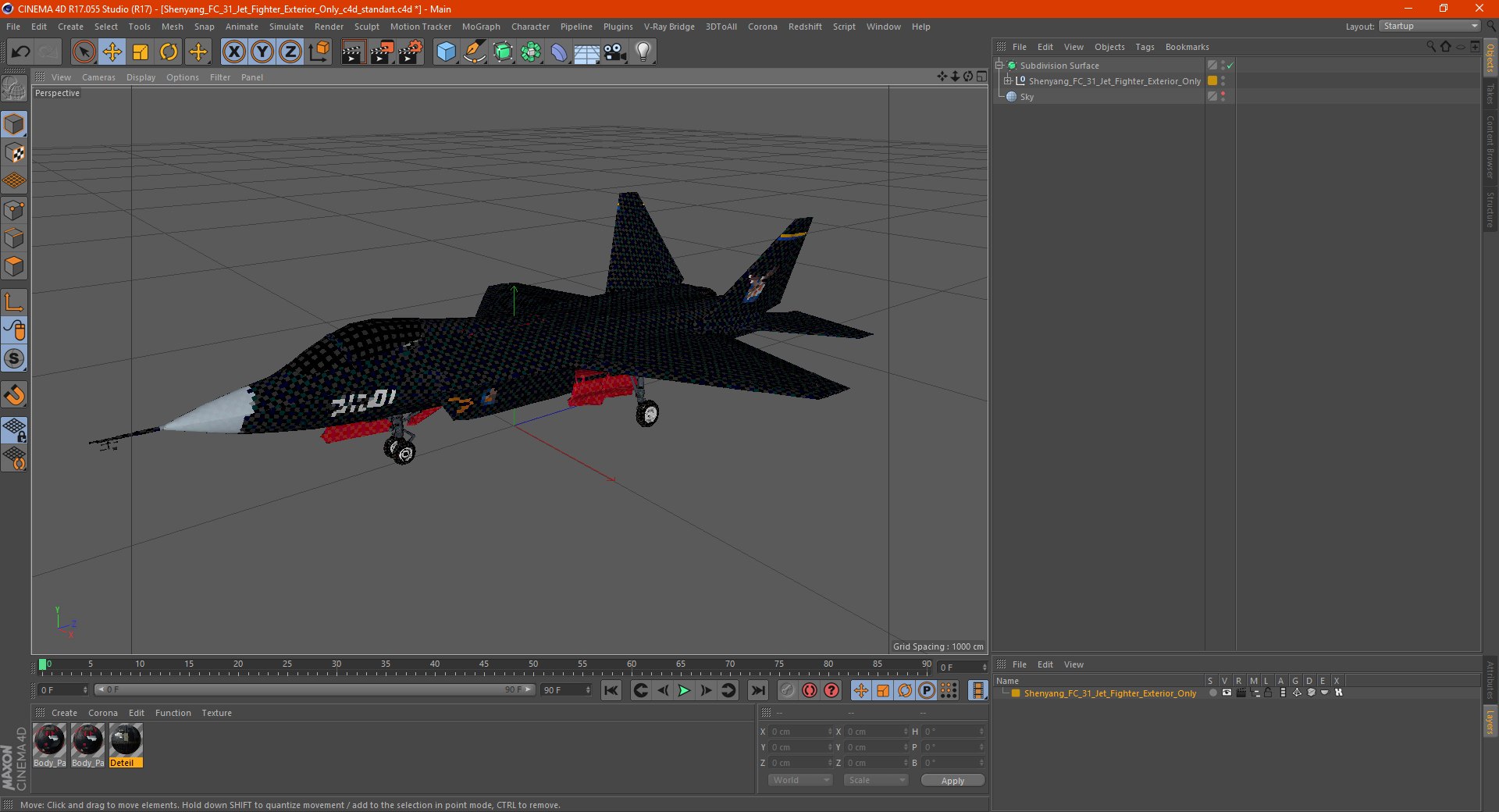 3D Shenyang FC 31 Jet Fighter Exterior Only model - TurboSquid 1739411
