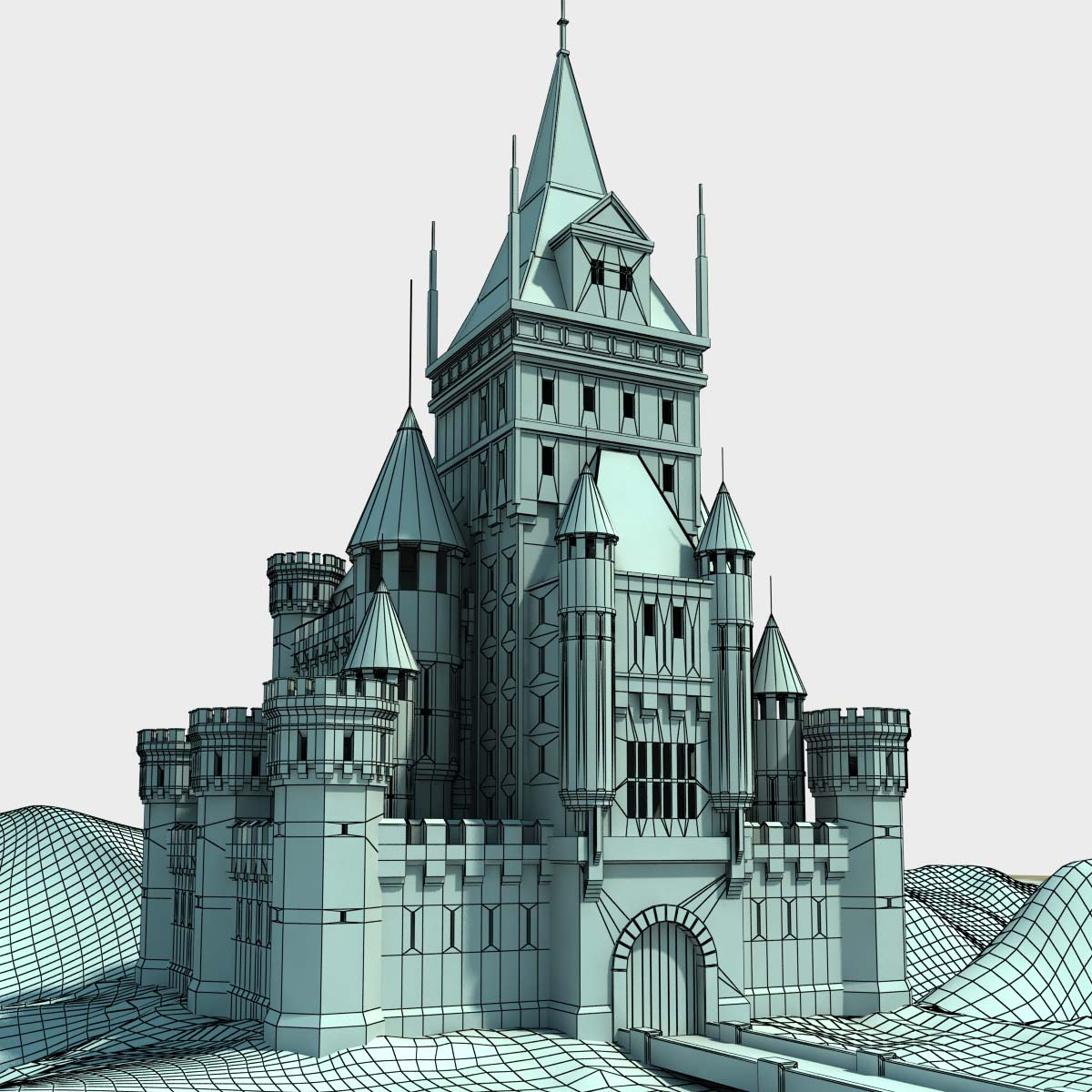castle landscape scene 3d model