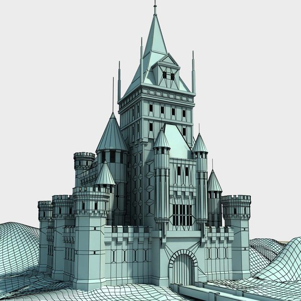 castle landscape scene 3d model