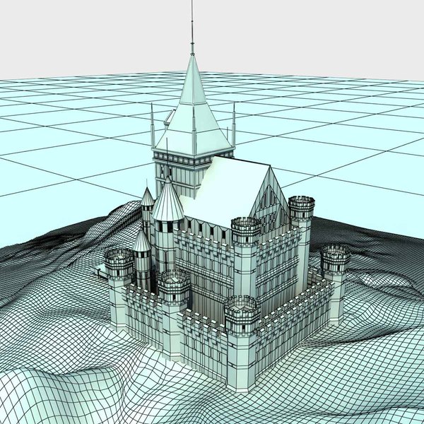 castle landscape scene 3d model