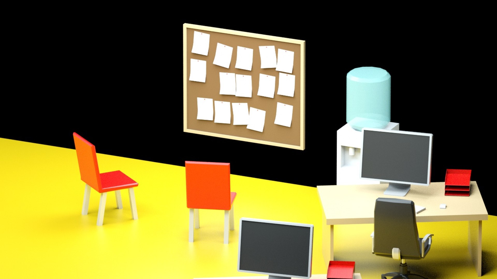 Low-poly isometric office 3D model - TurboSquid 1607447