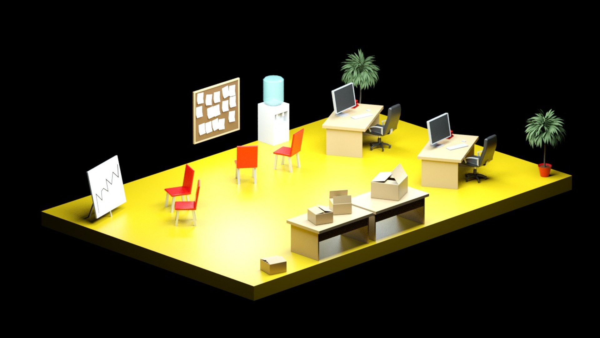 Low-poly isometric office 3D model - TurboSquid 1607447
