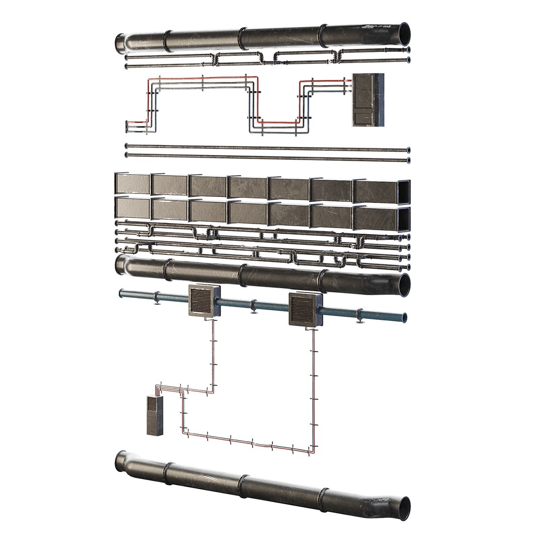 3D Wall Pipes - TurboSquid 2255796