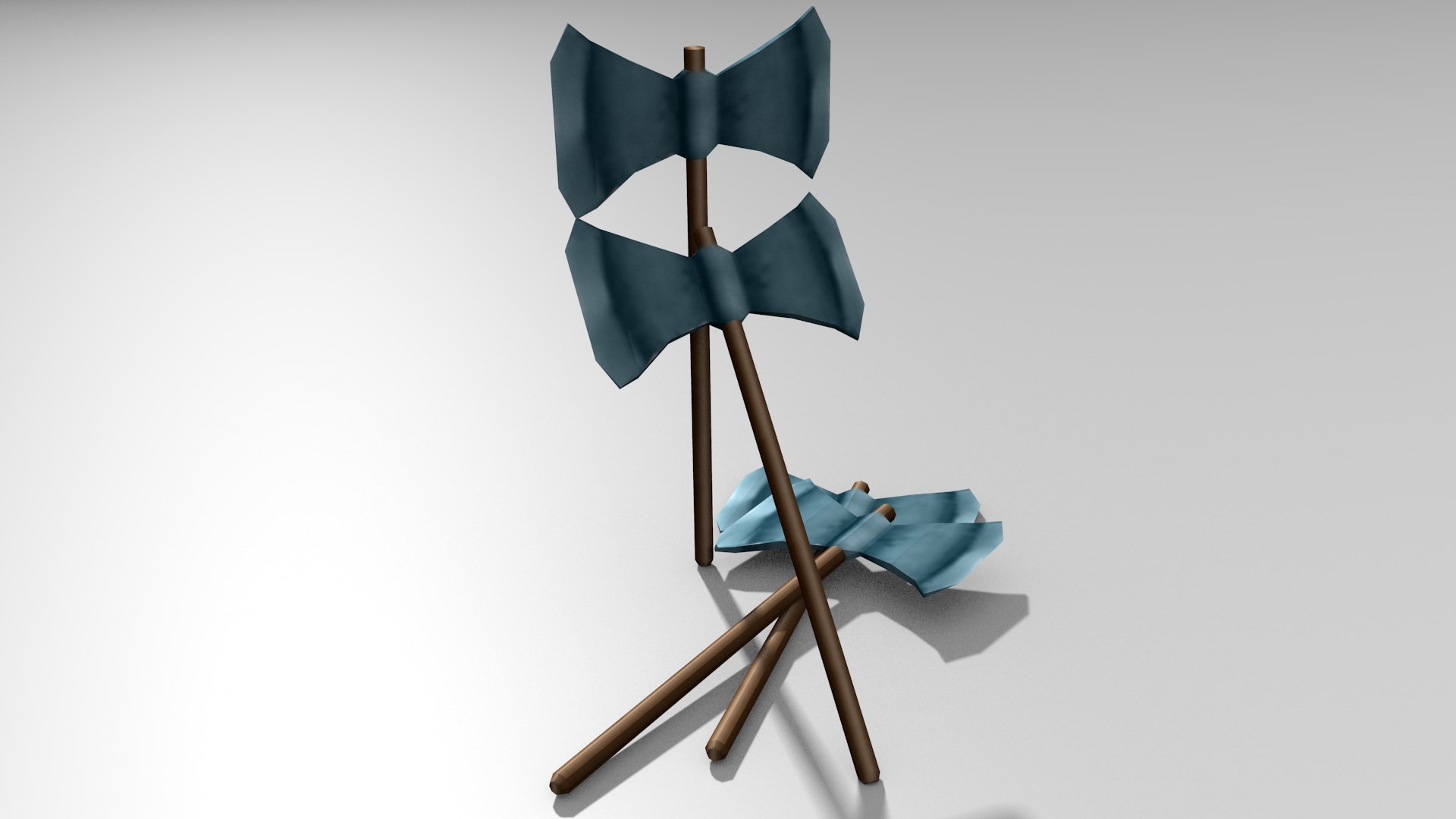 3d Obj Pixel Style Battle Axe