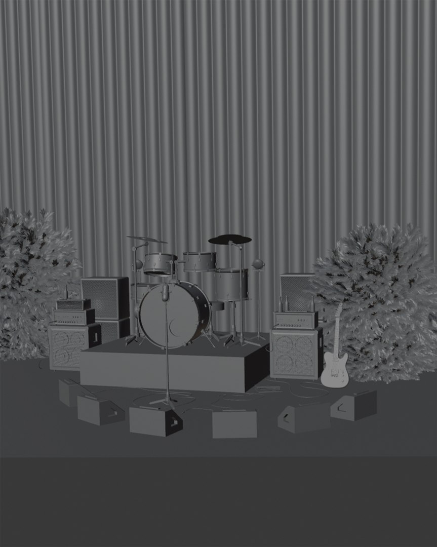 3D Complete 3D Music Stage Concert And Band Performance Scene ...