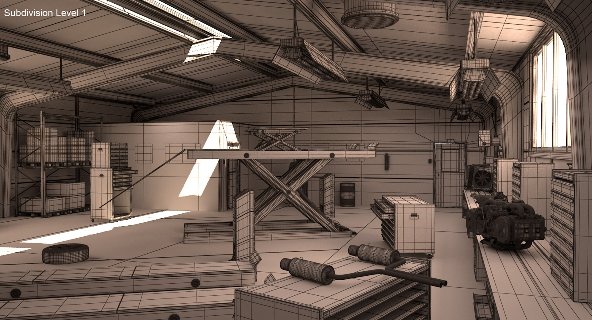 Automotive Workshop Interior - 3D Model - TurboSquid 1407641
