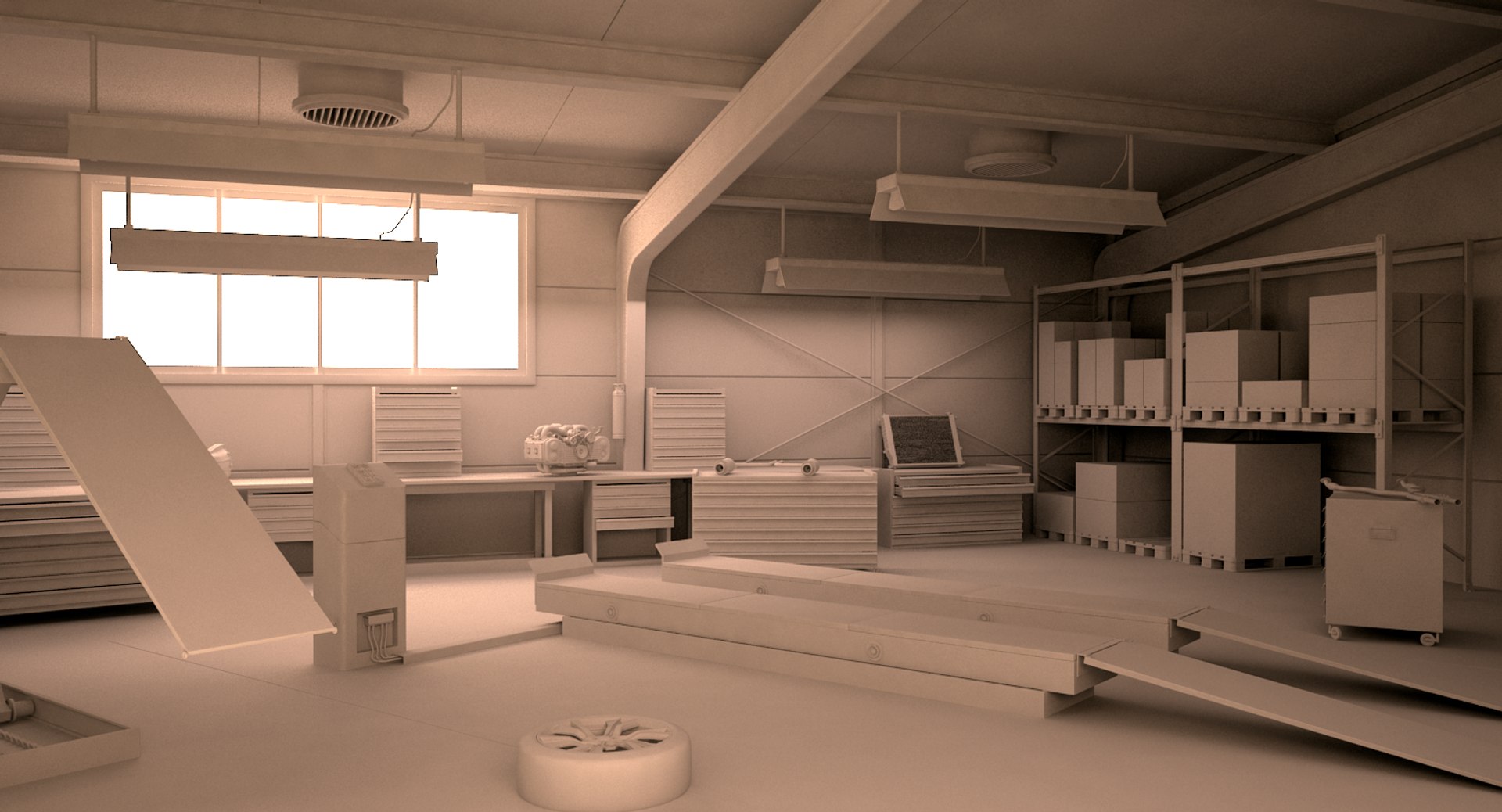 Automotive Workshop Interior - 3D Model - TurboSquid 1407641