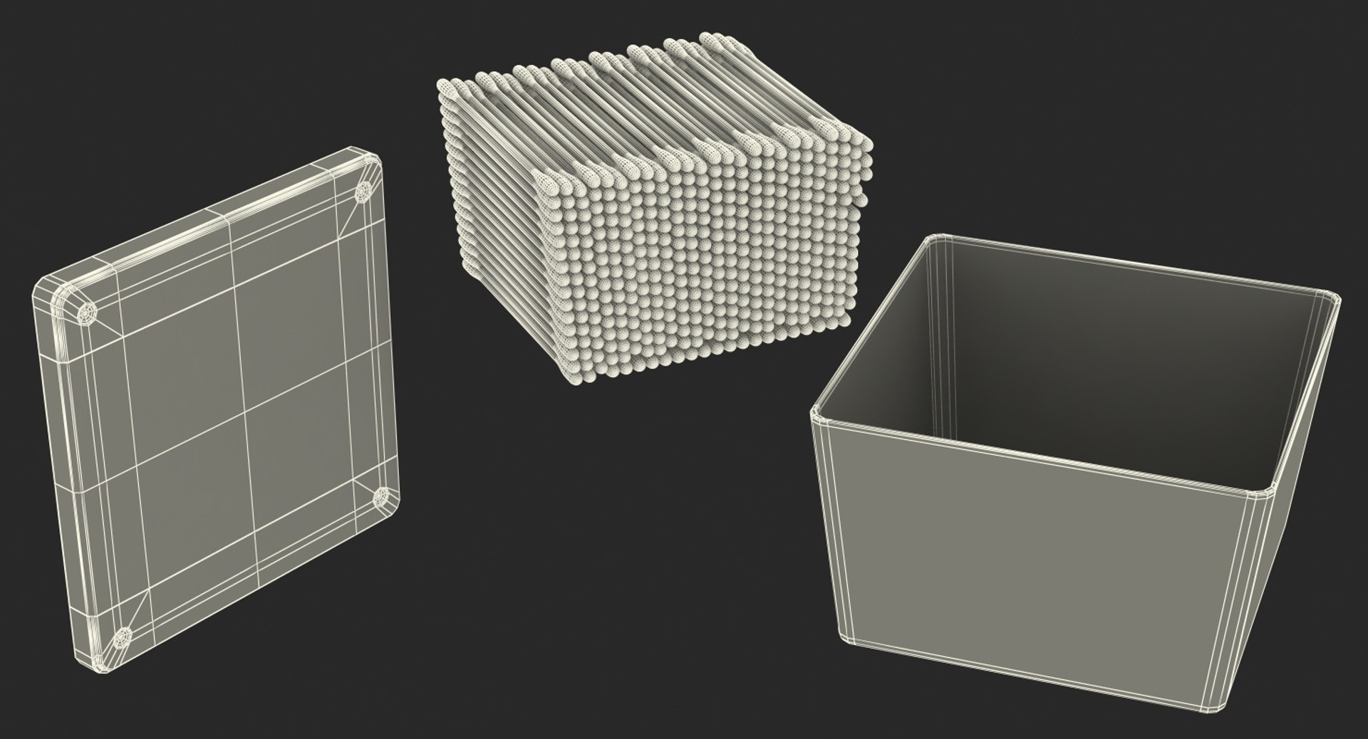 Cotton Sticks Square Box 3D - TurboSquid 1414084