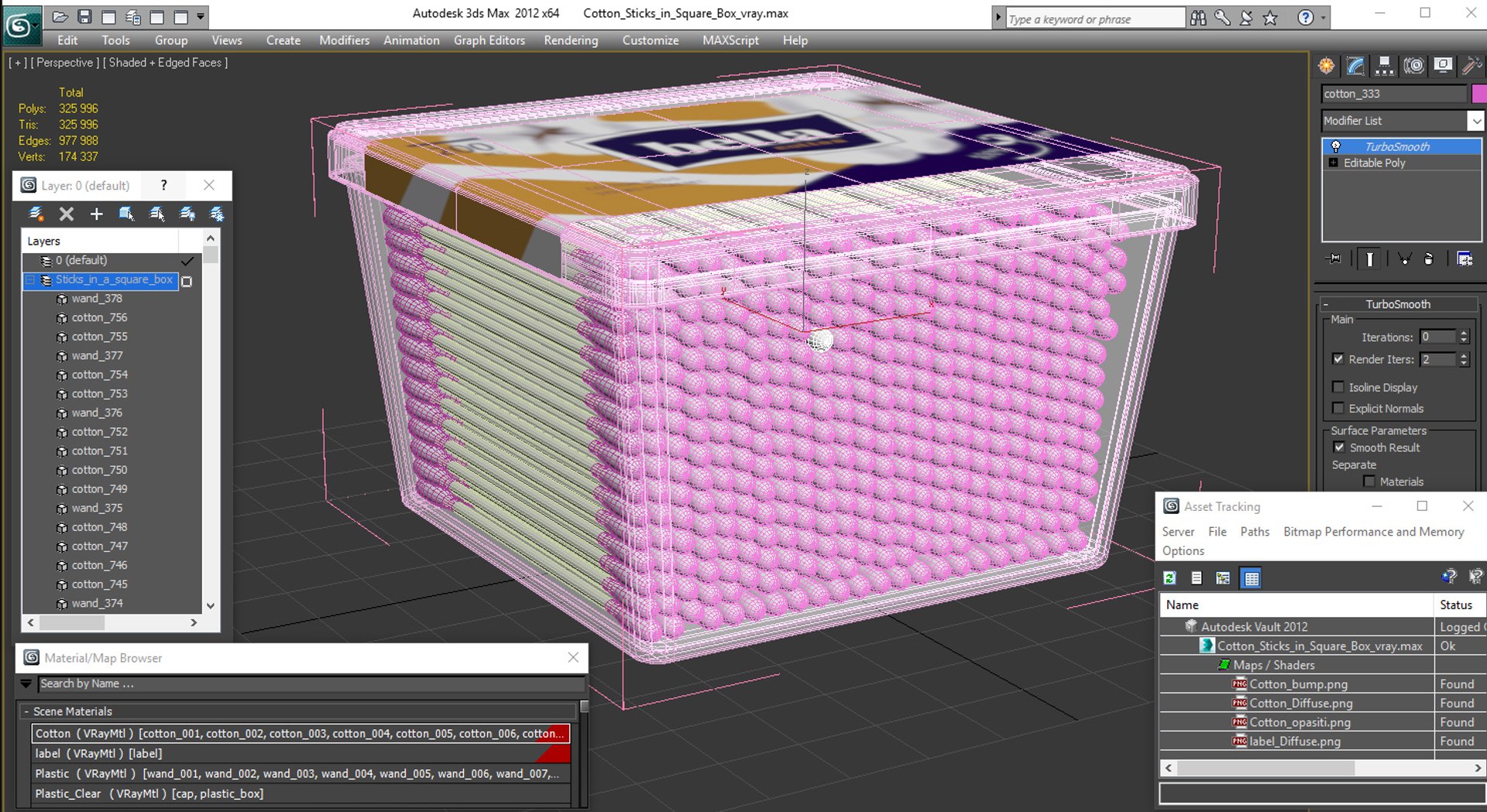 Cotton Sticks Square Box 3D - TurboSquid 1414084