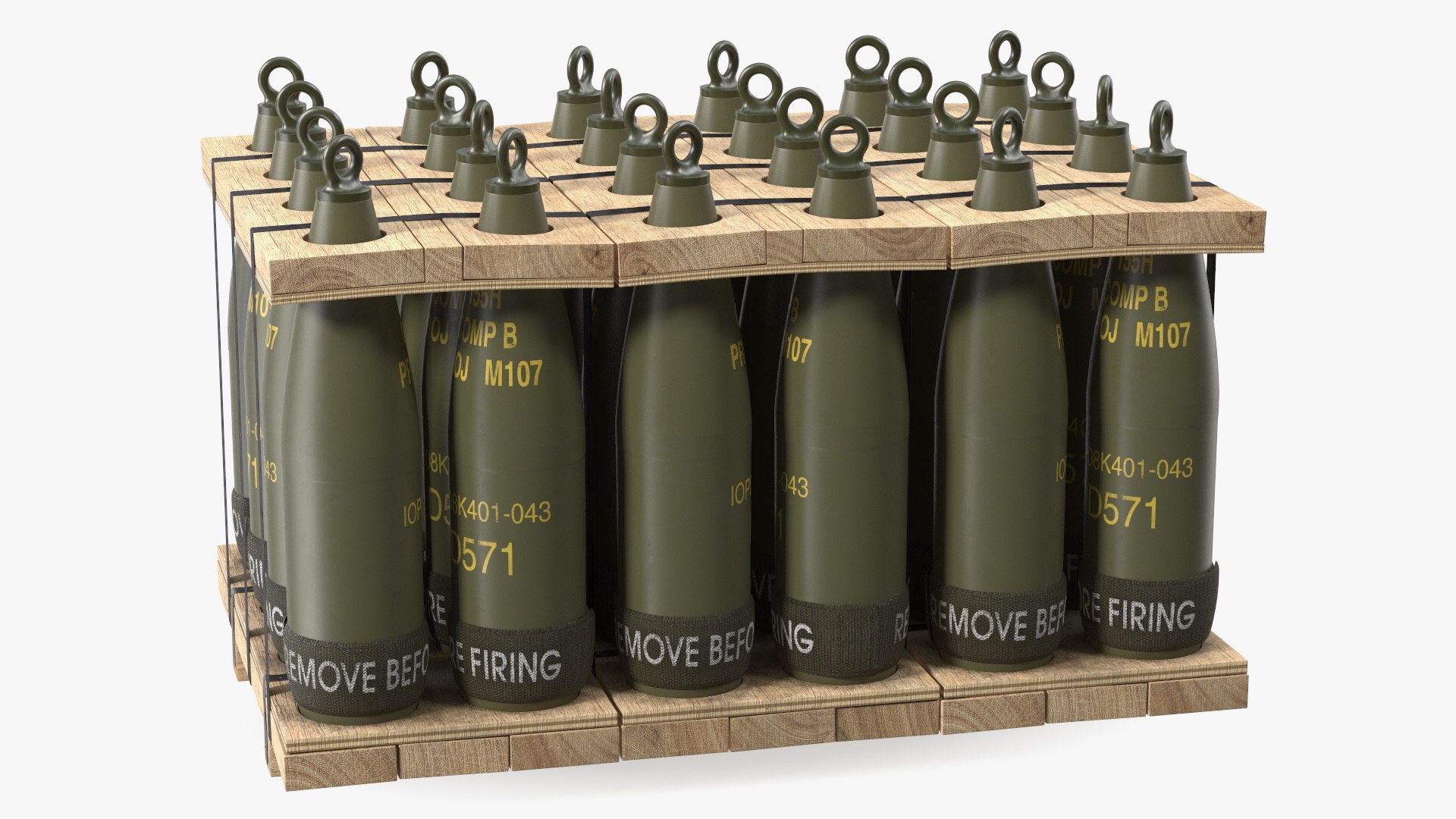 Military Mortar Shells 155mm In Two Sided Pallet 3D Model - TurboSquid ...