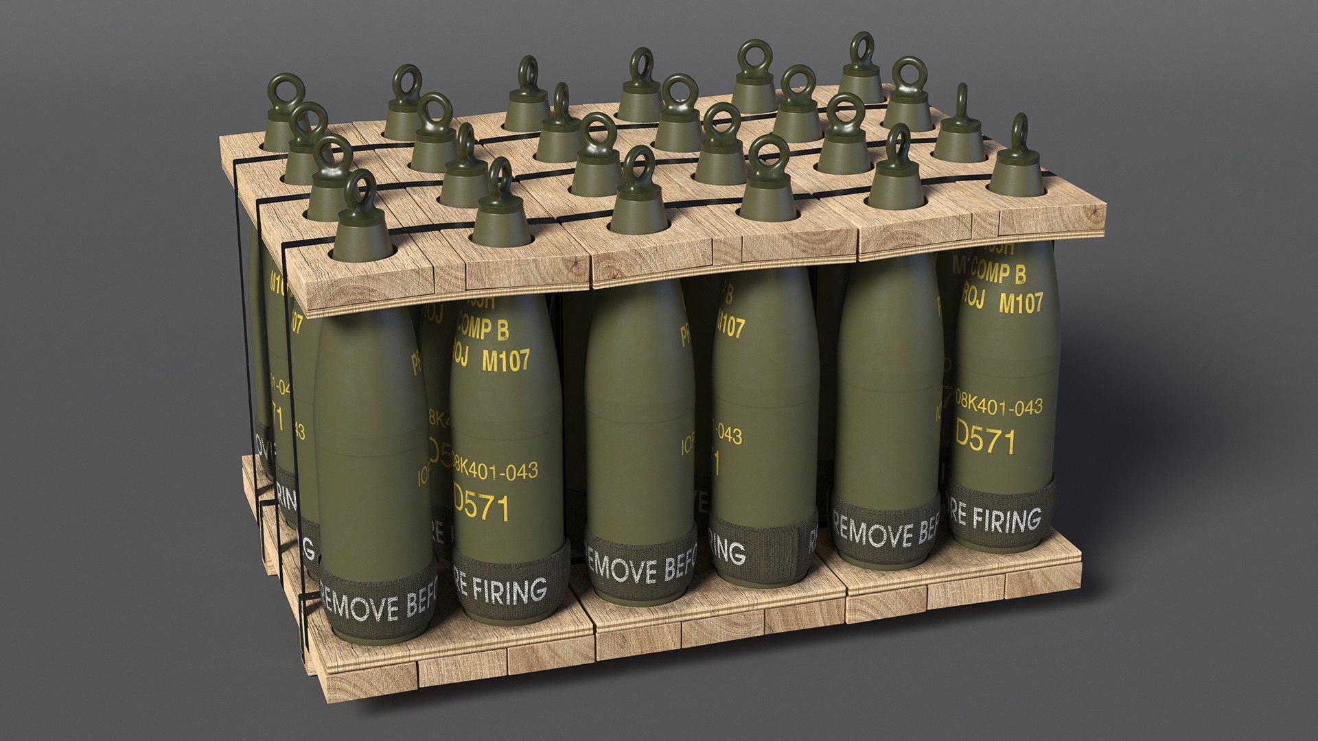 Military Mortar Shells 155mm In Two Sided Pallet 3D Model - TurboSquid ...