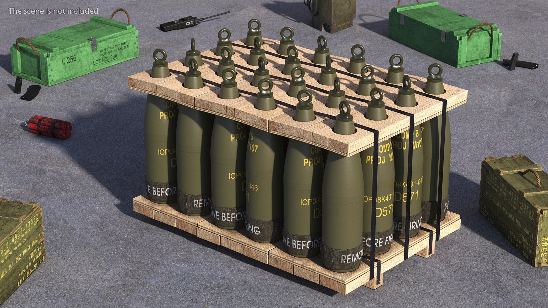Military Mortar Shells 155mm In Two Sided Pallet 3D Model - TurboSquid ...
