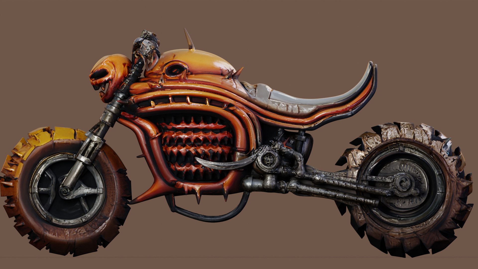 Post Apocalyptic Demon Motorcycle Game Ready 3D Model 3D Model ...