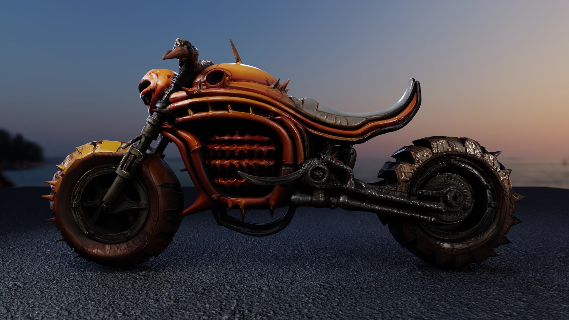 Post Apocalyptic Demon Motorcycle Game Ready 3D Model 3D Model ...