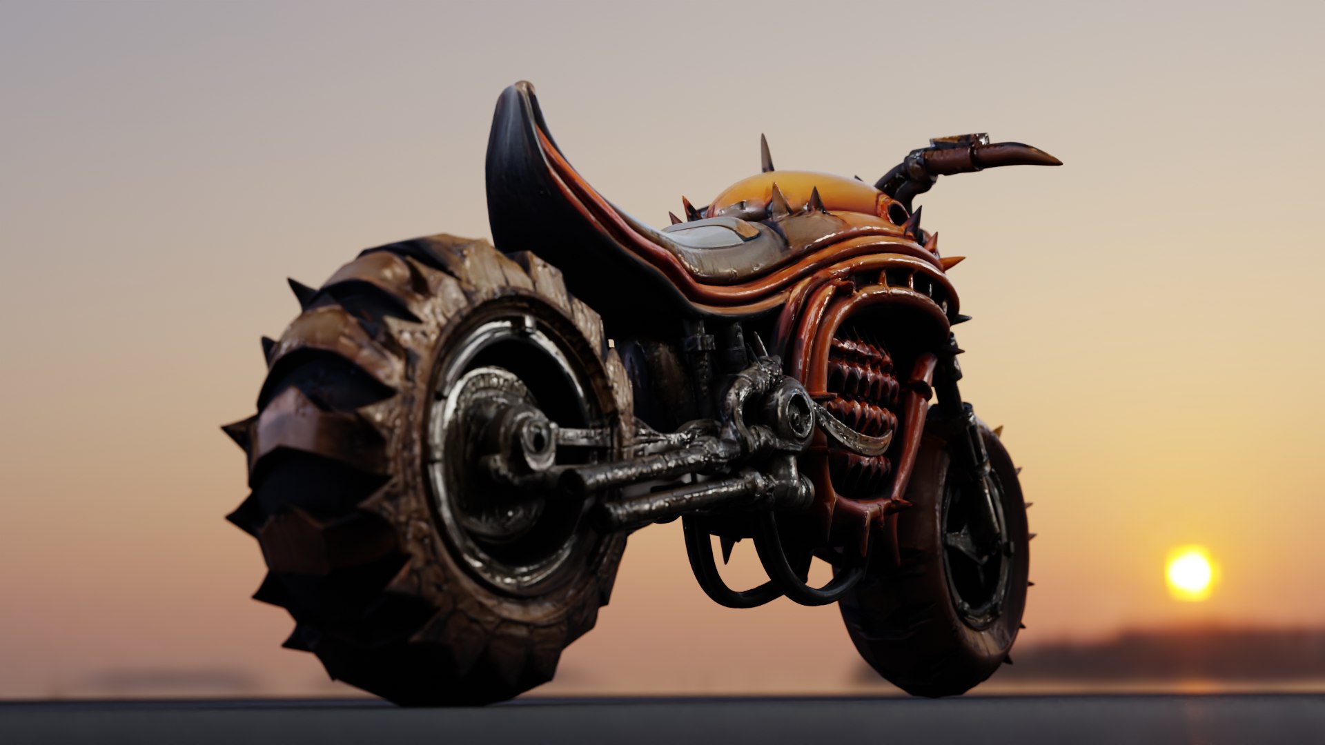 Post Apocalyptic Demon Motorcycle Game Ready 3D Model 3D Model ...
