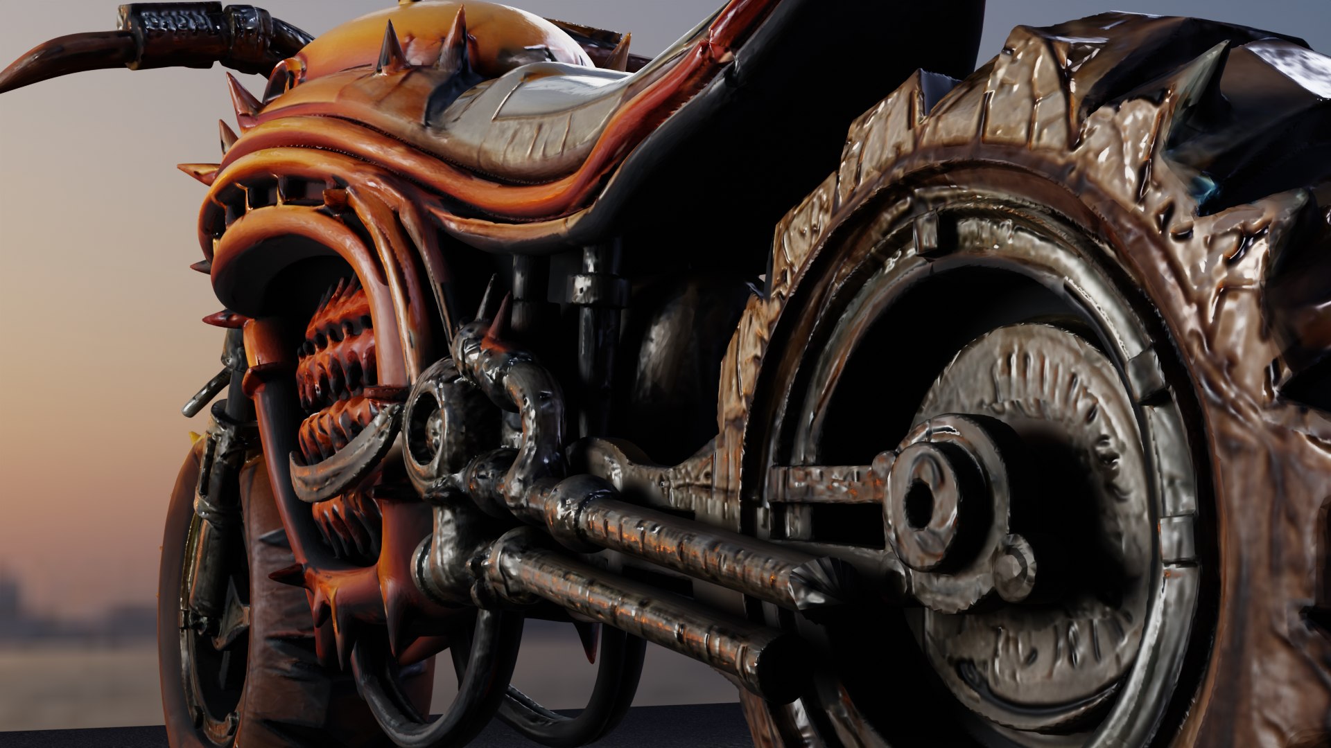 Post Apocalyptic Demon Motorcycle Game Ready 3D Model 3D Model ...