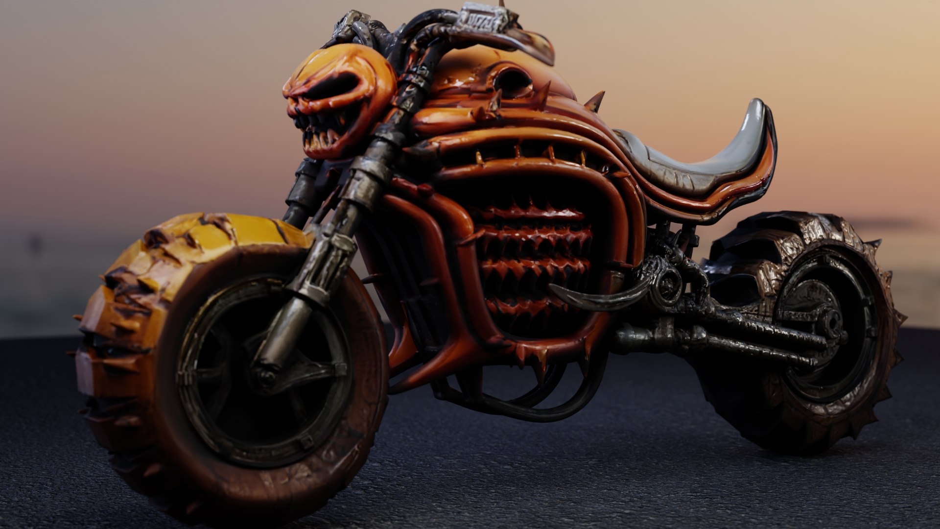 Post Apocalyptic Demon Motorcycle Game Ready 3D Model 3D Model ...