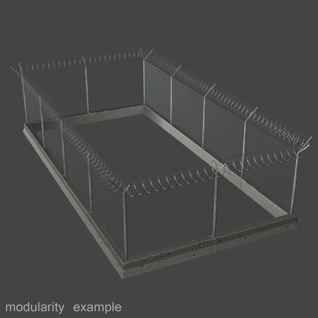 3d Modular Concrete Wire Fences Model