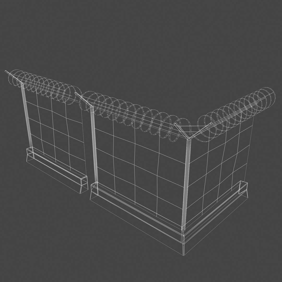 3d Modular Concrete Wire Fences Model