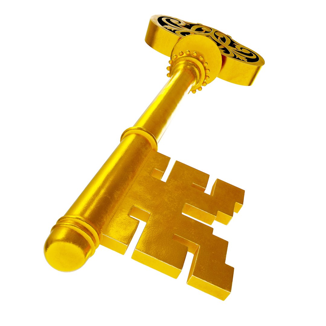 Antique gold key 3d model model - TurboSquid 1976946