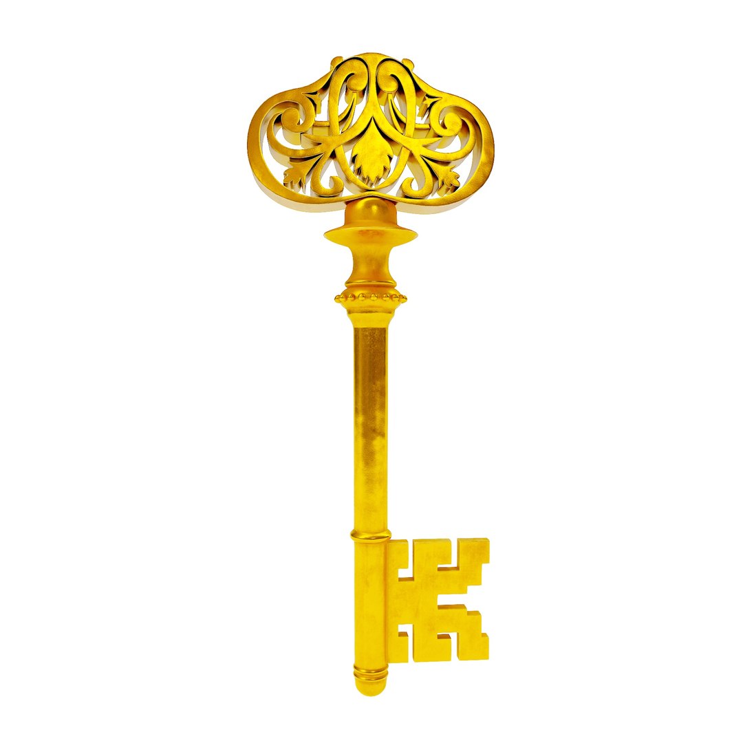 Antique gold key 3d model model - TurboSquid 1976946