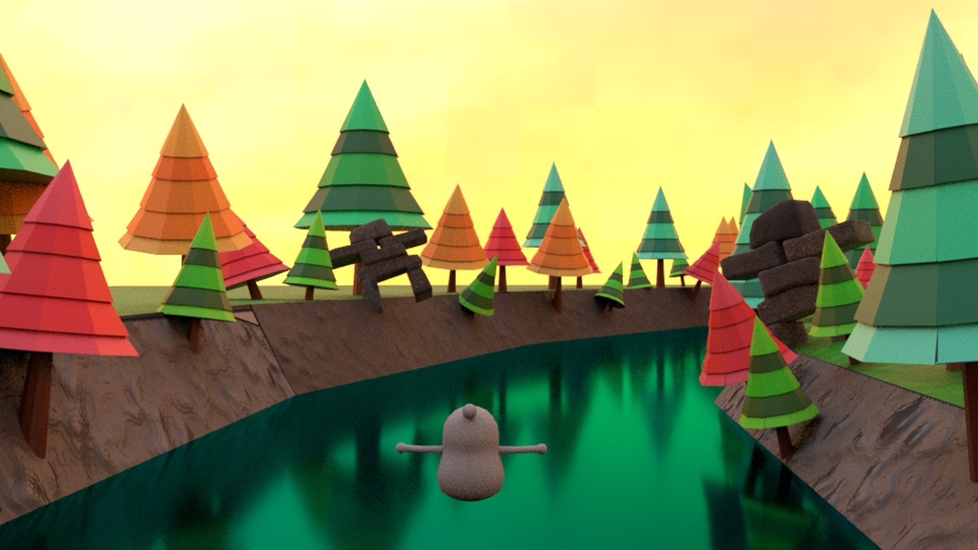3D Videogame Forest - TurboSquid 1675244