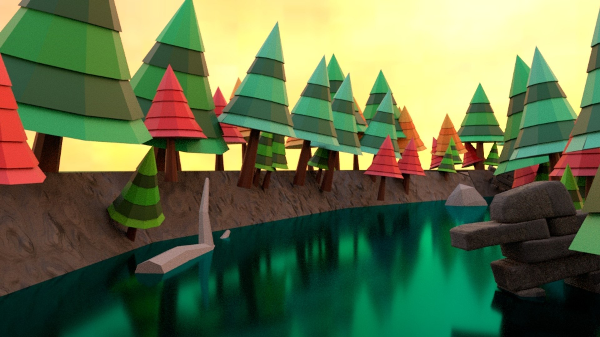 3D Videogame Forest - TurboSquid 1675244