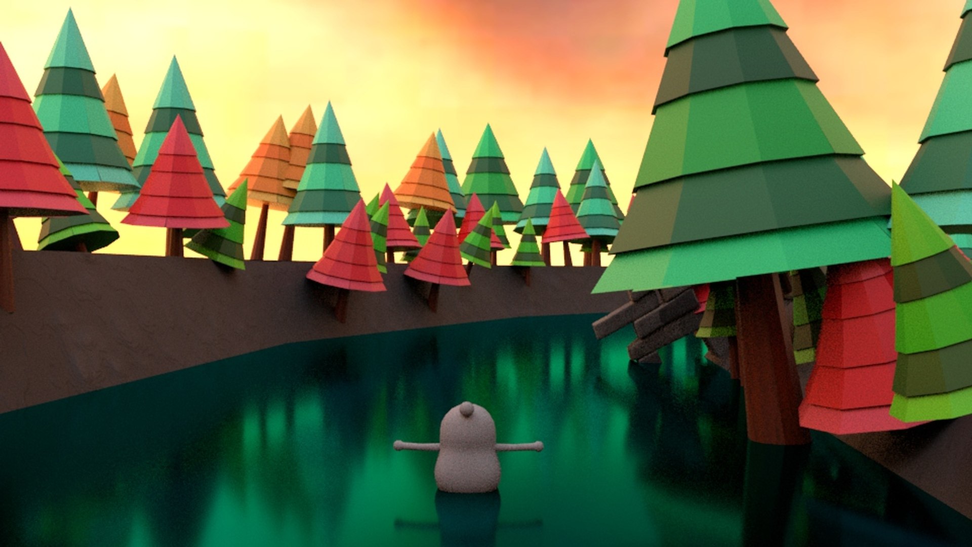 3D Videogame Forest - TurboSquid 1675244