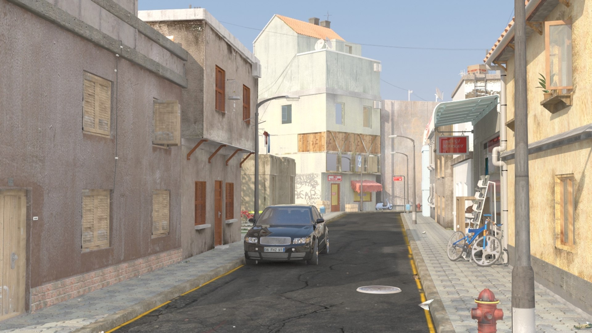 Town Street Scene 3D Model - TurboSquid 1476514