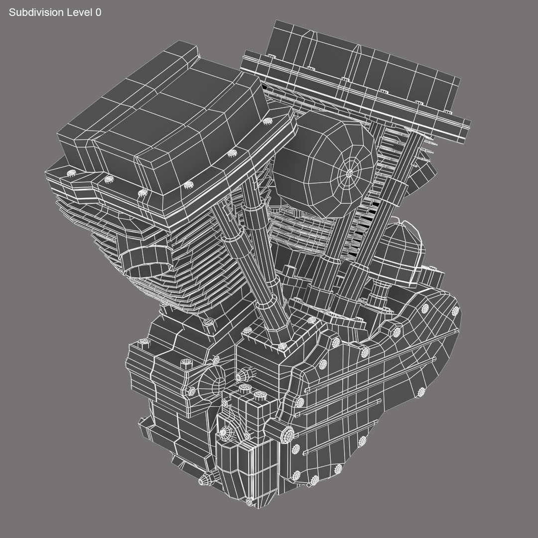 3d Model V-twin Engine