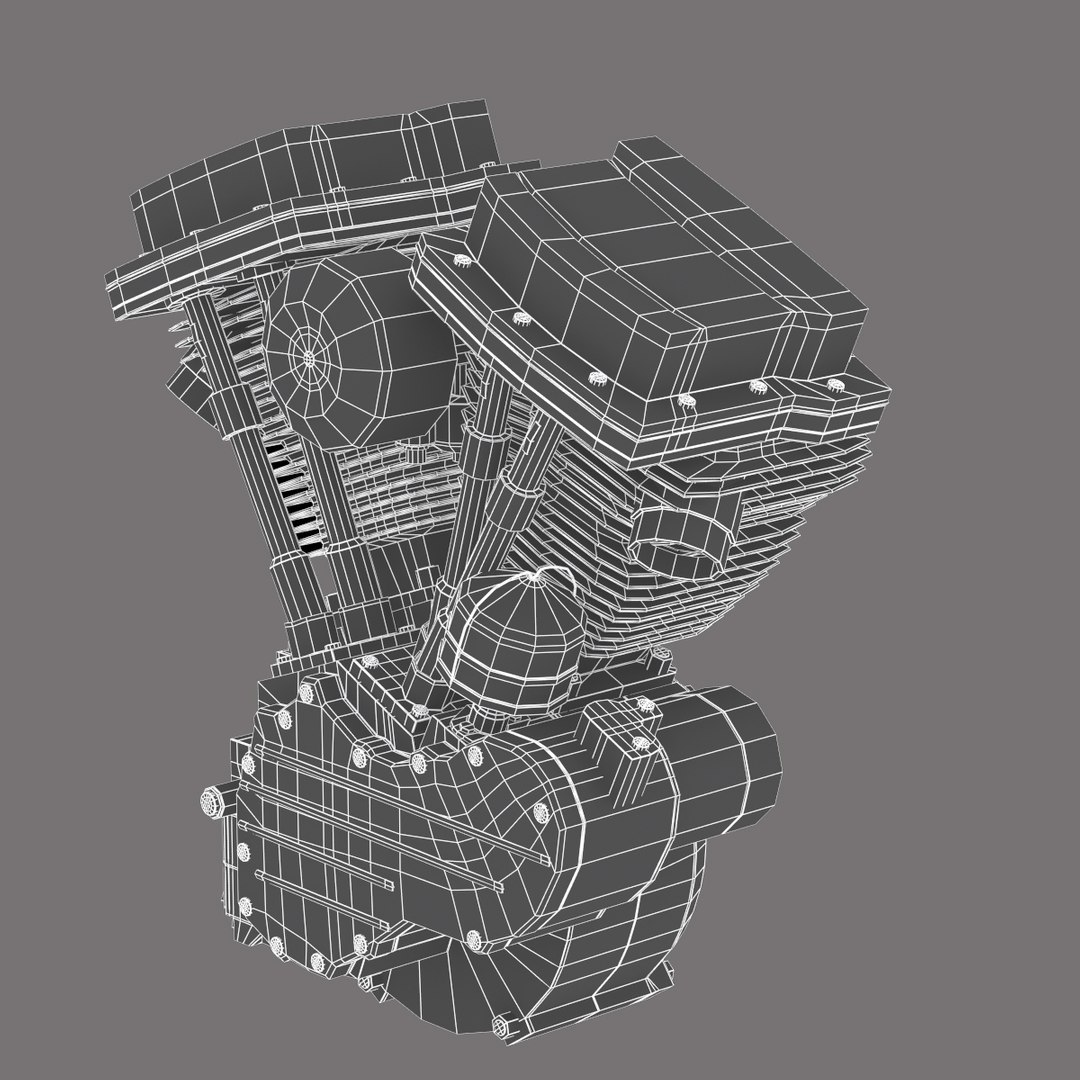 3d Model V-twin Engine