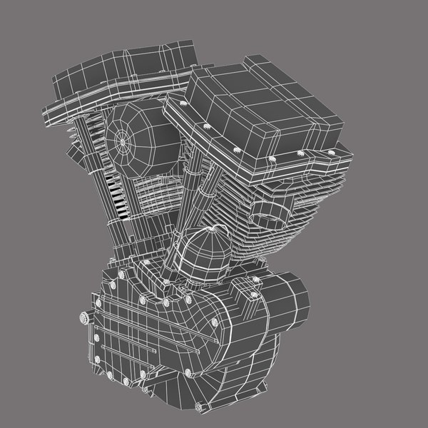 3d model v-twin engine