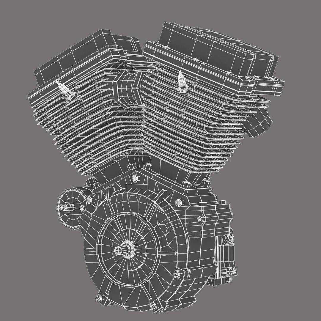 3d Model V-twin Engine