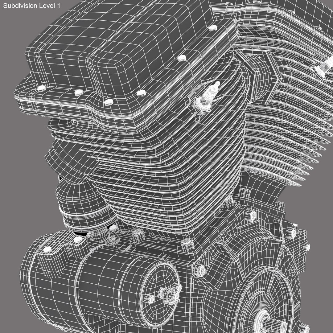 3d Model V-twin Engine
