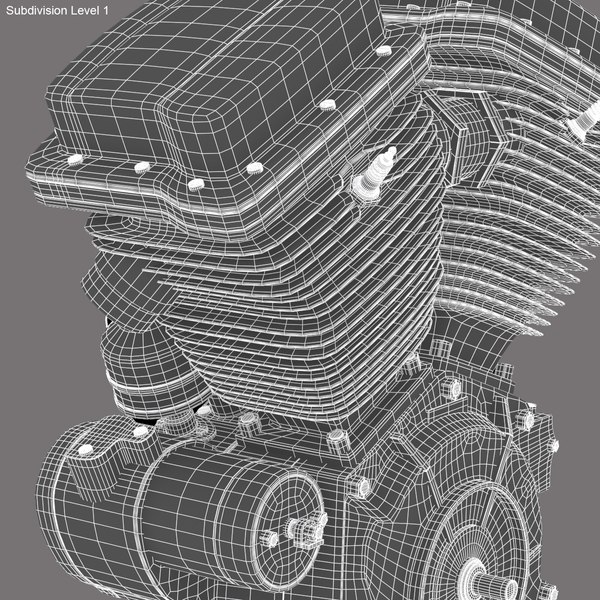3d model v-twin engine