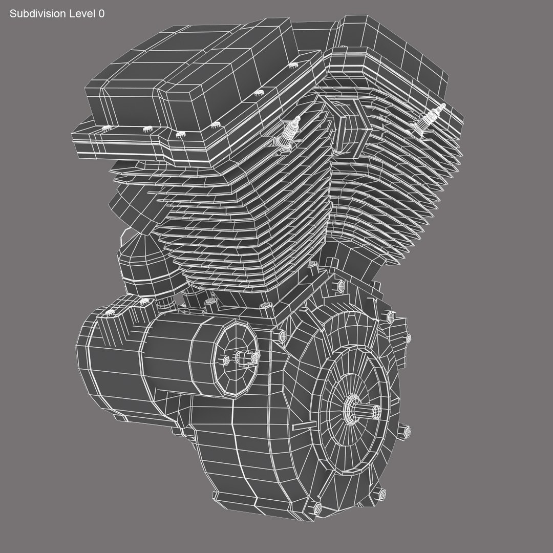 3d Model V-twin Engine