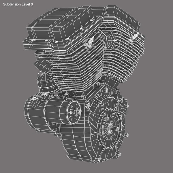 3d model v-twin engine