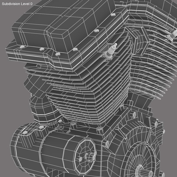 3d model v-twin engine
