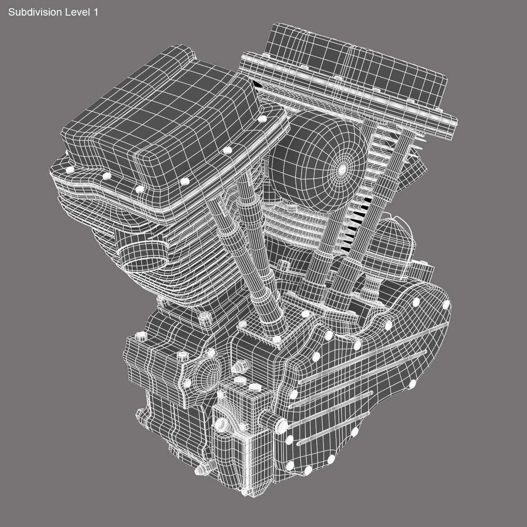 3d Model V-twin Engine