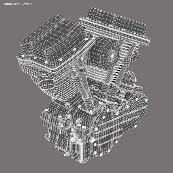 3d model v-twin engine
