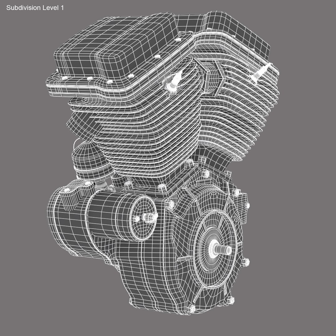 3d Model V-twin Engine