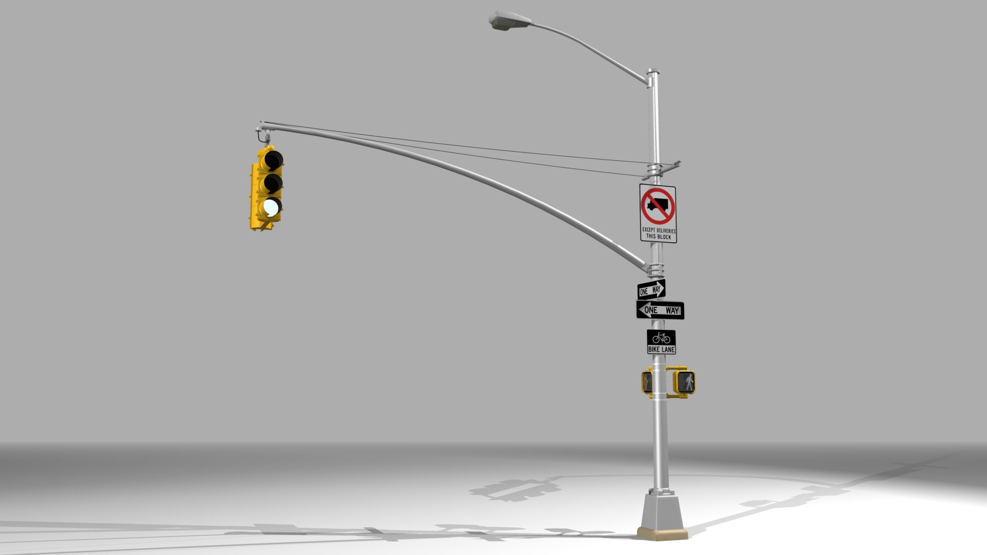 New York Style Traffic Light Obj